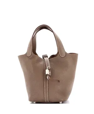 HERMES Pm Picotin Lock Bag Clemence - Gray