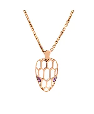 BVLGARI Serpenti Seduttori Pendant Necklace 18k Rose Gold With Amethyst, 17.25 - Pink
