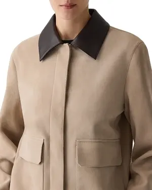 Theory Boxy Suede Jacket - Tan