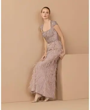 Mac Duggal Embellished Feather Gown
