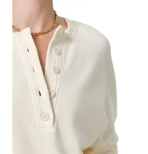 Citizens Of Humanity Rhomboid Henley Sweatshirt - Cream