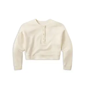 Citizens Of Humanity Rhomboid Henley Sweatshirt - Cream