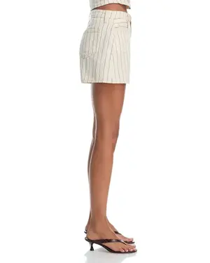 L'Agence Lissania Ultra High Rise Shorts - Ecru/navy Stripe