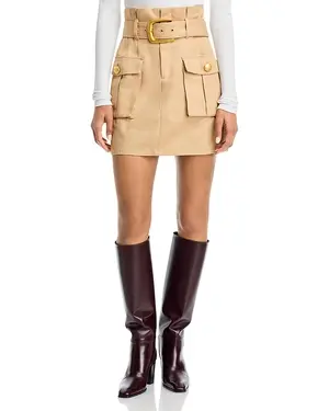 L'Agence Maelis Paperbag Mini Skirt - Macadamia
