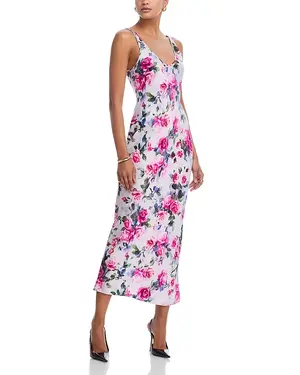 L'Agence Floral Print Tank Dress - Pink Multi