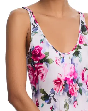 L'Agence Floral Print Tank Dress - Pink Multi
