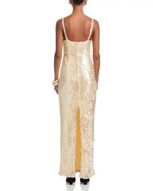 L'Agence Karma Sequin Maxi Dress - Clear/beige Sequin