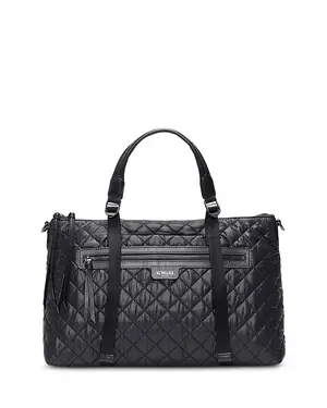 Mz Wallace Park Medium Quilted Satchel - Black/silver