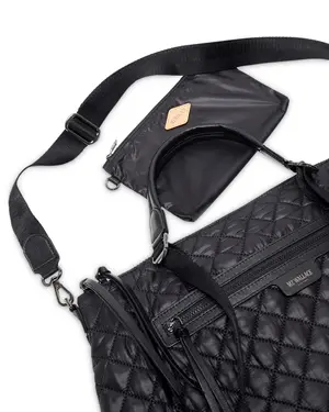 Mz Wallace Park Medium Quilted Satchel - Black/silver
