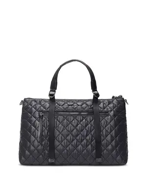 Mz Wallace Park Medium Quilted Satchel - Black/silver