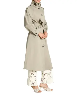 Avec Les Filles Funnel Neck Maxi Trench Jacket