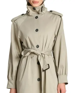 Avec Les Filles Funnel Neck Maxi Trench Jacket