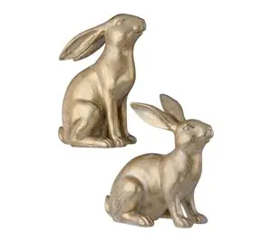 RC HOME DECOR 9-10.5' Gold Bunny Figurine Set- Elegant Easter - One-color