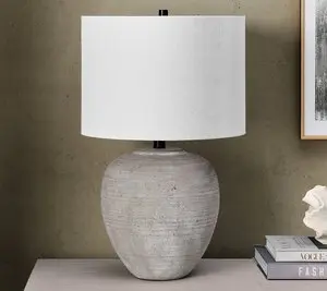 HUDSON&CANAL Shira Ceramic Table Lamp With Fabr Ic Shade - One-color