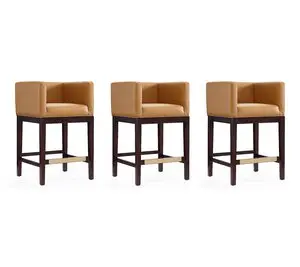 MANHATTAN COMFORT Kingsley Upholstered Counter Stool- Set Of 3 - One-color