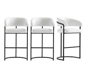 MANHATTAN COMFORT Augusta Metal Upholstered Bar Stool- Set Of 3 - One-color
