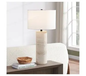 HUDSON&CANAL Corbett Natural Travertine Stone T Ble Lamp - One-color