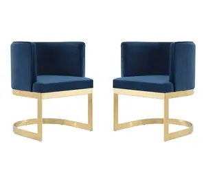 MANHATTAN COMFORT Aura Metal Velvet Dining Chai R Set Of 2 - One-color