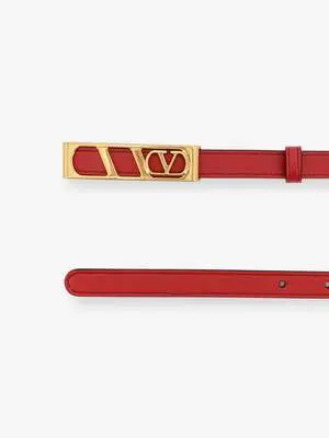 Valentino Garavani Vlogo Signature Leather Belt - Red