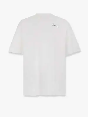 Off White Cotton Tshirt With Frontal Logo - White