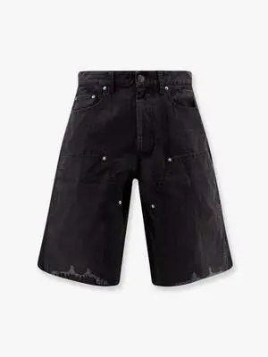TONYWACK Cotton Cargo Bermuda Shorts With Distressed Effect - Black
