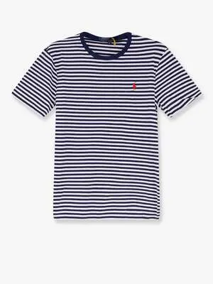 Polo Ralph Lauren Cotton Tshirt With Striped Motif - Blue