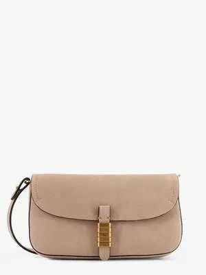 Pinko Leather Saddle Flat Crossbody Bag - Beige