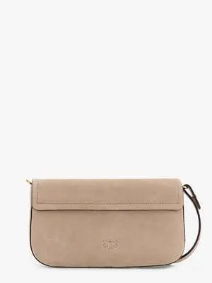 Pinko Leather Saddle Flat Crossbody Bag