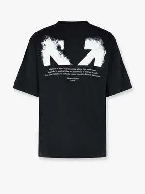 Off White Cotton Tshirt With Frontal Logo Print