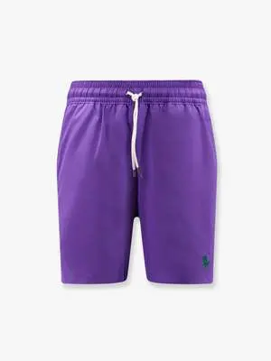 Polo Ralph Lauren Nylon Swim Trunks With Embroidered Logo - Purple