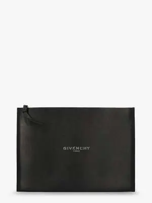 Givenchy Leather Clutch Bag With Lettering Logo On The Front - Black