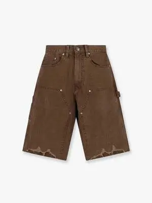 TONYWACK Cargo Cotton Bermuda Shorts With Distressed Effect - Brown