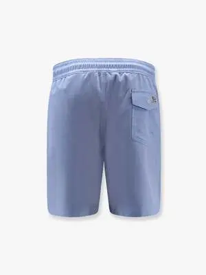 Polo Ralph Lauren Nylon Swim Trunks With Embroidered Logo - Blue