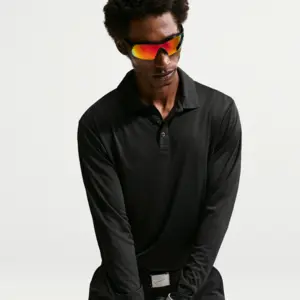 Nike Par Dri-fit Long-sleeve Logo Golf Polo - Black