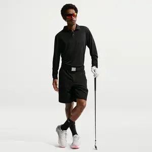 Nike Par Dri-fit Long-sleeve Logo Golf Polo - Black