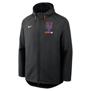 Nike New York Mets Authentic Collection Therma-FIT MLB Full-Zip Hooded Jacket Black