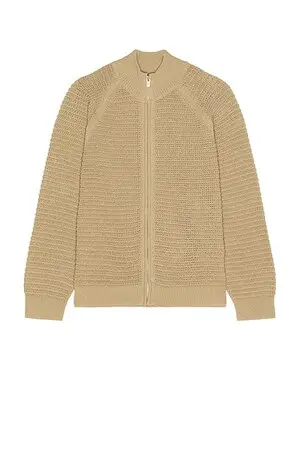 LE17SEPTEMBRE Open Knit Zip-up Cardigan - Beige