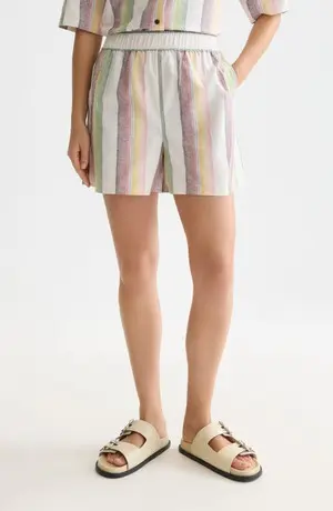 Scotch & Soda Stripe Cotton & Linen Blend Shorts - Multi Color Stripe