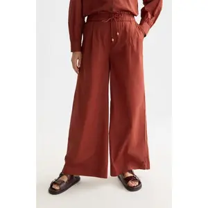 Scotch & Soda Cotton Voile Drawstring Pants - Burnt Henna