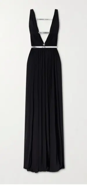 Alaïa Metallic Elaphe-trimmed Pleated Jersey Gown