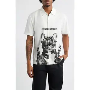 SANTO STUDIO My Dawg Graphic Button-up Shirt - White