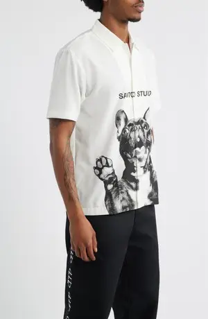 SANTO STUDIO My Dawg Graphic Button-up Shirt - White