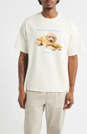 SANTO STUDIO Not Rich Dog Drappo Graphic T-shirt - Cream