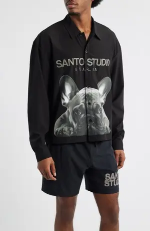 SANTO STUDIO My Dawg Button-up Long Sleeve Shirt - Black