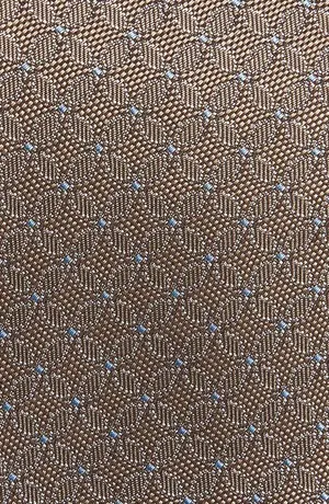 David Donahue Geometric Silk Neck Tie - Cocoa