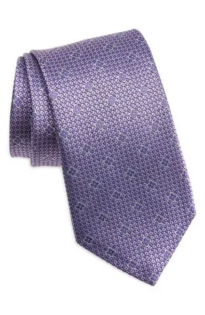 David Donahue Patterned Silk Necktie - Purple