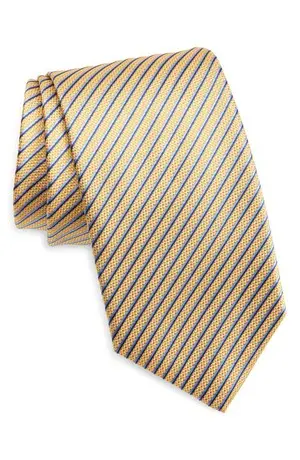 David Donahue Stripe Silk Neck Tie Gold