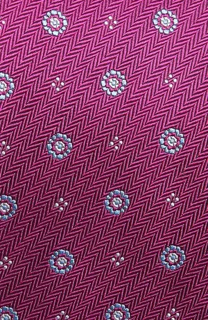 David Donahue Jacquard Silk Neck Tie - Berry