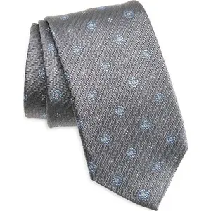 David Donahue Patterned Silk Necktie Gray