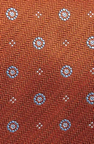 David Donahue Patterned Silk Neck Tie - Orange